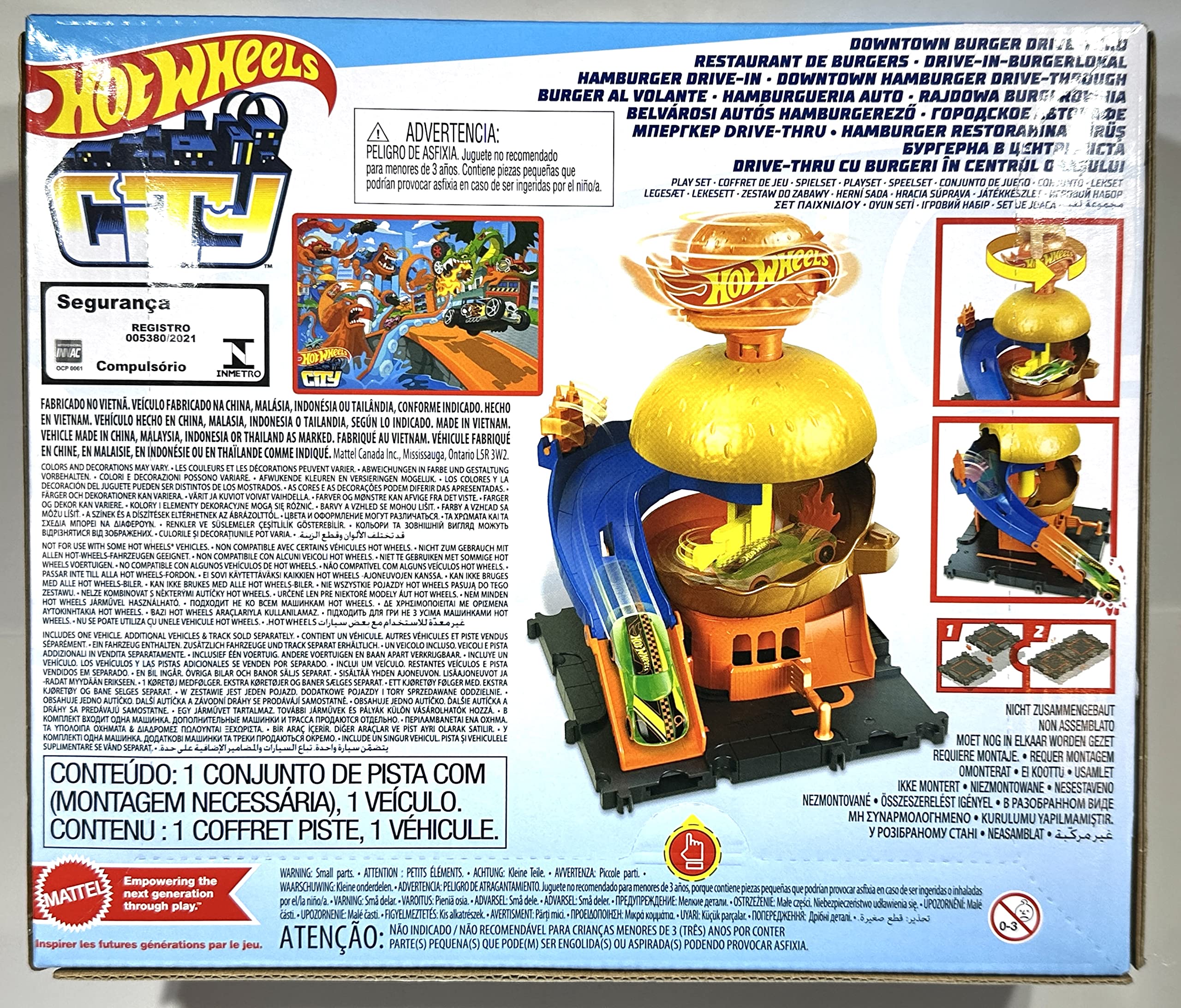Hot Wheels 2023 - Downtown Burger Drive-Thru - City - Connectable Playset - Ships Bubble Wrapped in a Box with Fill