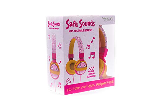 Gabba Goods Kids Safe Sound Adjustable, Foldable 3.5mm Wired Over Ear Headphones with Printed Design
