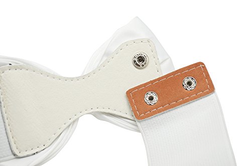 Meta-U Women Flower Elastic Wide Waist Belt (black bow & white bow)