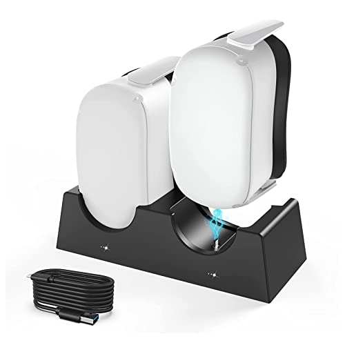 Jopwkuin VR Charging Base, Smart Chip Avoid Power Failures Save Space VR Dual Charging Dock with Sticker for Games