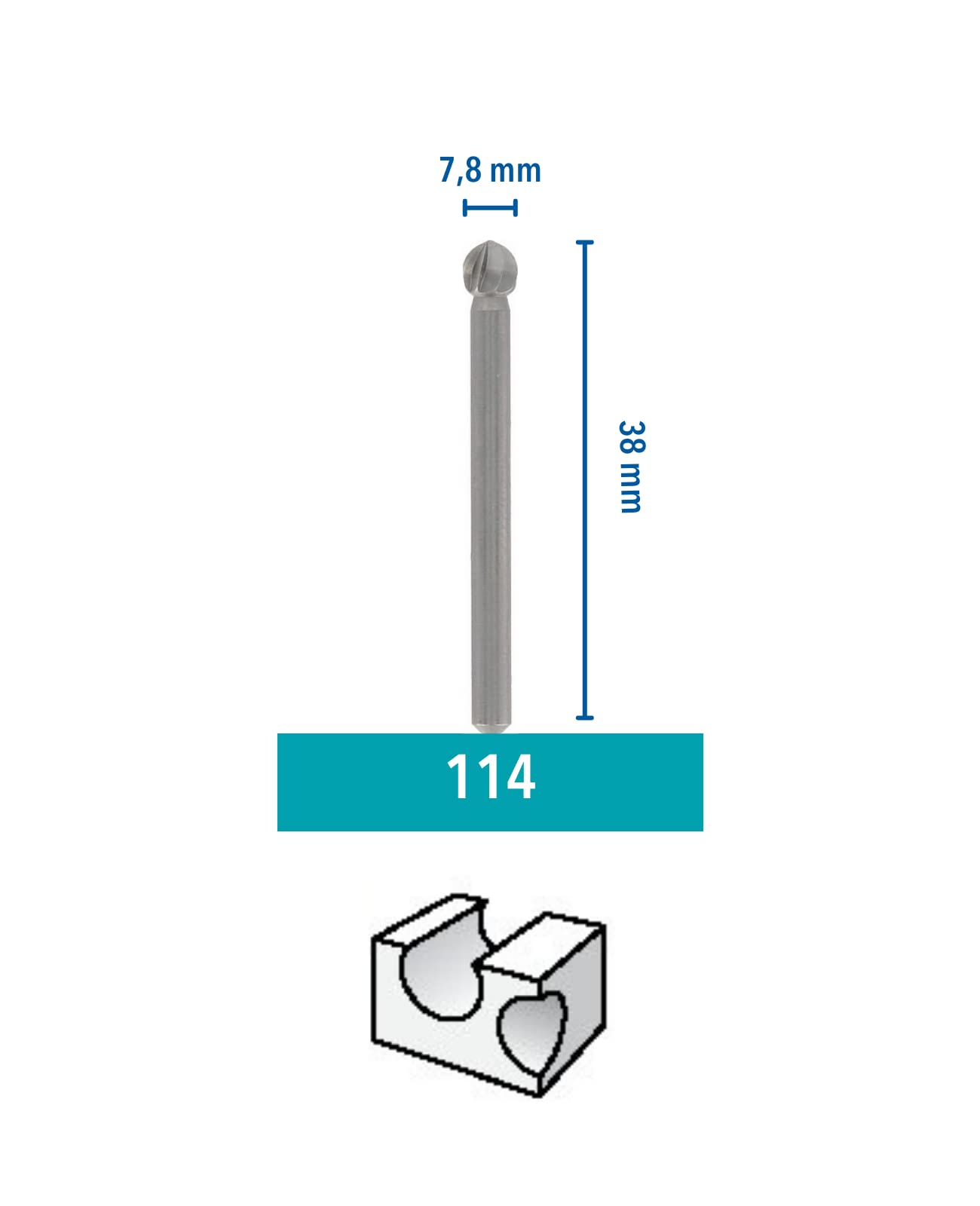 Dremel 115 Milling Cutting Bits in 2-Pack Accessory Set - 2 Cylinder-shaped High-Speed Cutters with 7.8mm Working Diameter