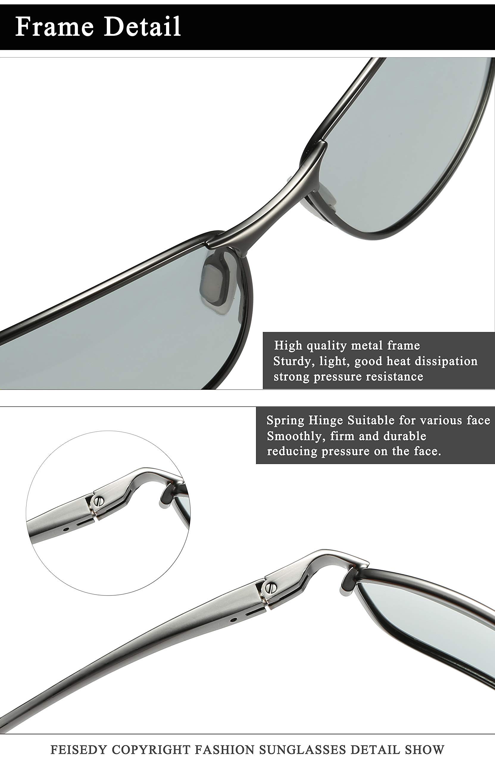 FEISEDY Classic Polarized Photochromic Sunglasses Driving Photosensitive Glasses B2444