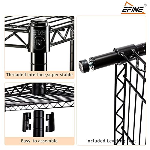 EFINE 5-Shelf Shelving Unit with Shelf Liners Set of 5, NSF Certified, Adjustable Heavy Duty Metal Wire Shelves, 350lbs Loading Capacity Per Shelf, Storage Rack(36W x 14D x 72H) Pole Diameter 1 Inch