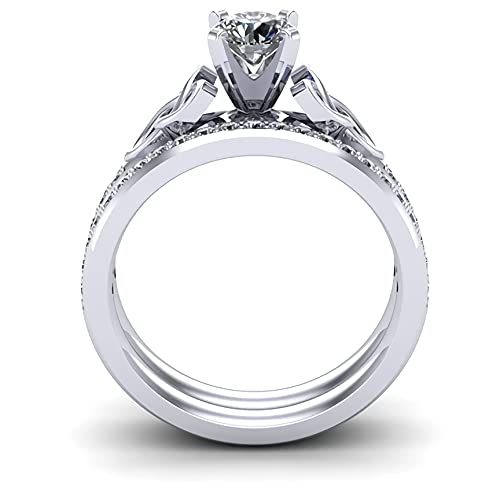 Engagement Ring For Women Bridal Sets 1-2/5 Ct. Tw. Moissanite Engagement Ring Set 18k Gold Wedding Ring Set Anniversary Rings Free Engraving