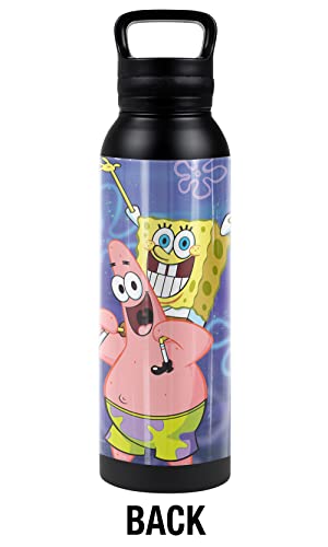 Spongebob OFFICIAL Spongebob And Patrick Cropped 24 oz Insulated Canteen Water Bottle, Leak Resistant, Vacuum Insulated Stainless Steel with Loop Cap