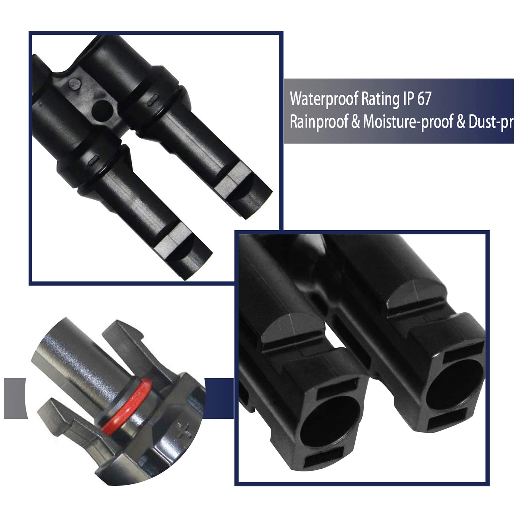 DSOPV Solar Panel Connector Y Branch Connectors Cable Coupler Combiner MMF+FFM 2 Pair