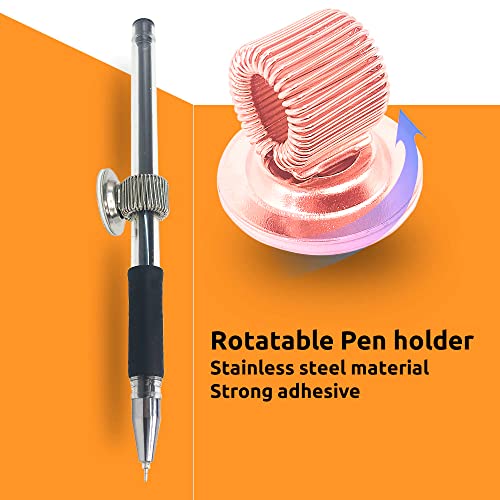 Pen Holders Rotable Self Adhesive Pen Holder Single Hole Pen Adjustable Spring Loop Clip Holder For Netbook Refrigerator Clipboard Office Accessories Supplies (Silver)