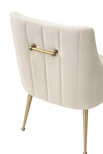 MEXIYA Irina Dining Chair Beige Easy Clean Velvet Upholstered Side Chair with Brushed Gold Leg