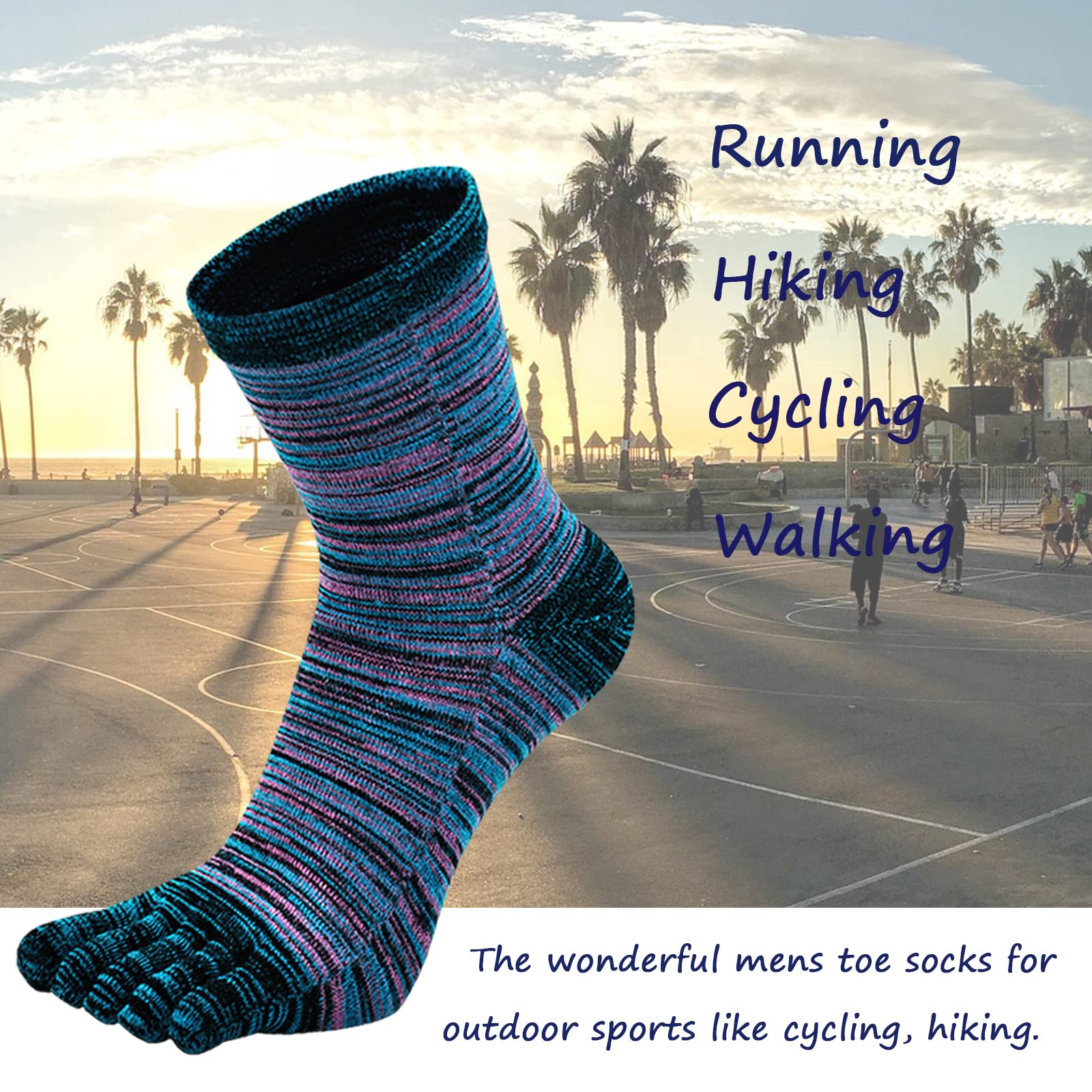 HABUAETY Toe Socks Men Five Finger Cotton Sock Running Athletic Boys 5 Toe Ankle Adult Soft Sox 5 Pairs