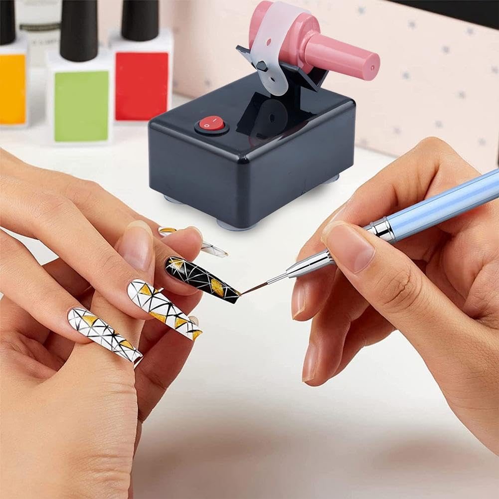 Nail Polish Shaker Machine, Nail Gel Polish Mixer, Nail Lacquer Shaker, Model Paints Shaker Vibrating Screen 3200 Shakes/Min Lash Varnish Bottle Glue Shaking Machine for Nail Art Ink (Silver EU)