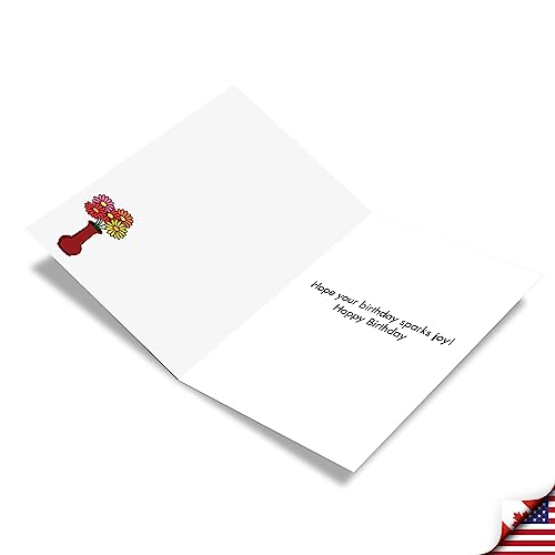 NobleWorks - 1 Funny Animal Card for Birthdays - Pet Cat and Dog Humor, Birthday Notecard with Envelope - Cat Spark Joy C7297BDG