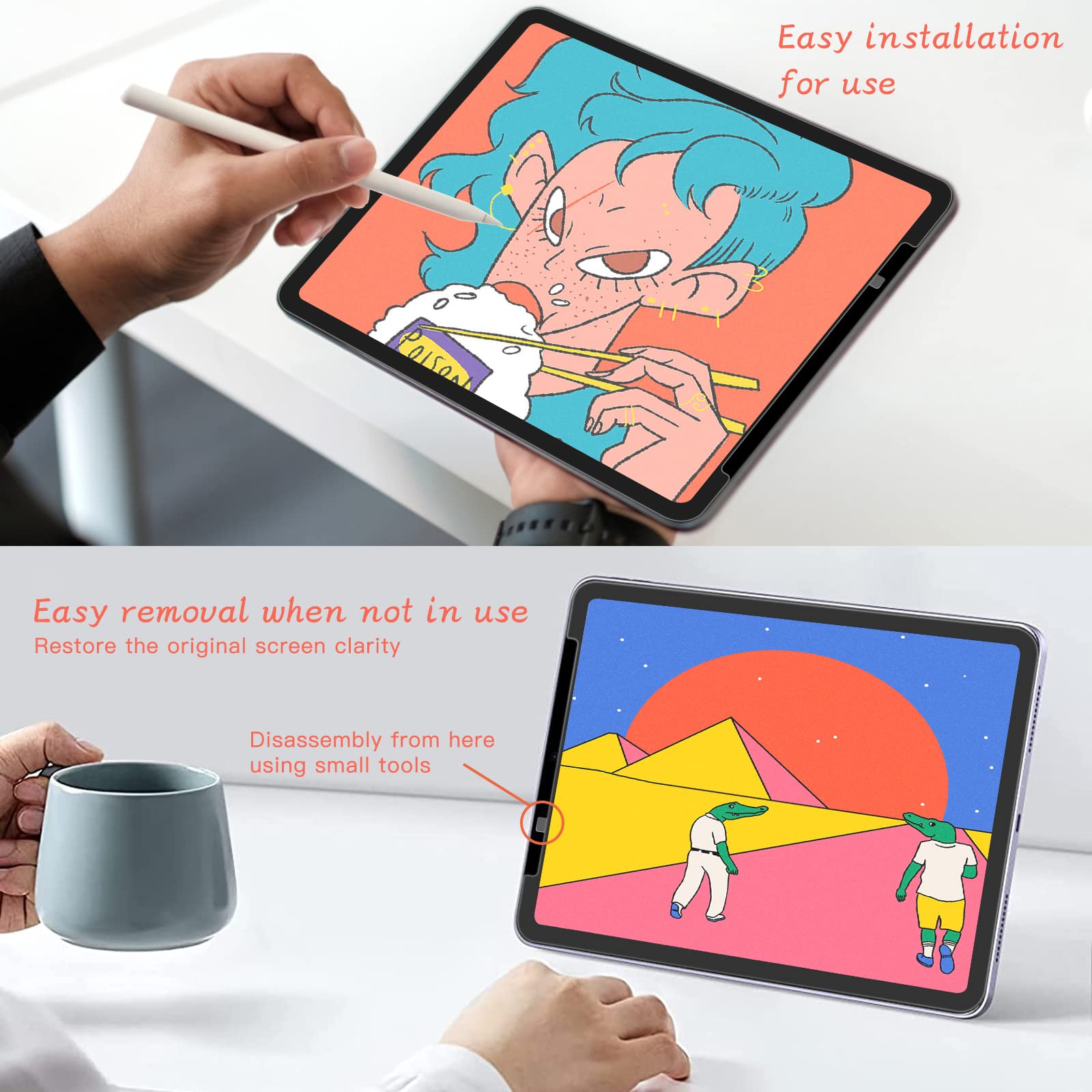 Paperfilm iPad air 5th generation screen protector，iPad pro 11 inch screen protect all Model，ipad air screen protector 5th/4th generation 10.9 inch （2022 / 2020），Write Like on Paper/Anti-Glare/Removable & Reusable/No Bubbles