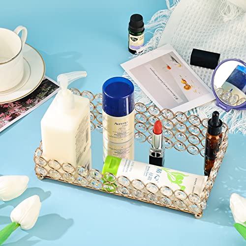 Perfume Trays for Dresser,Modern Skincare Crystals Mirrored Tray, Small Glass Tray, Mirror Vanity Trays Perfume Organizer Trays for Makeup,Jewelry,Cosmetic, Home Decor Counter Perfume Tray