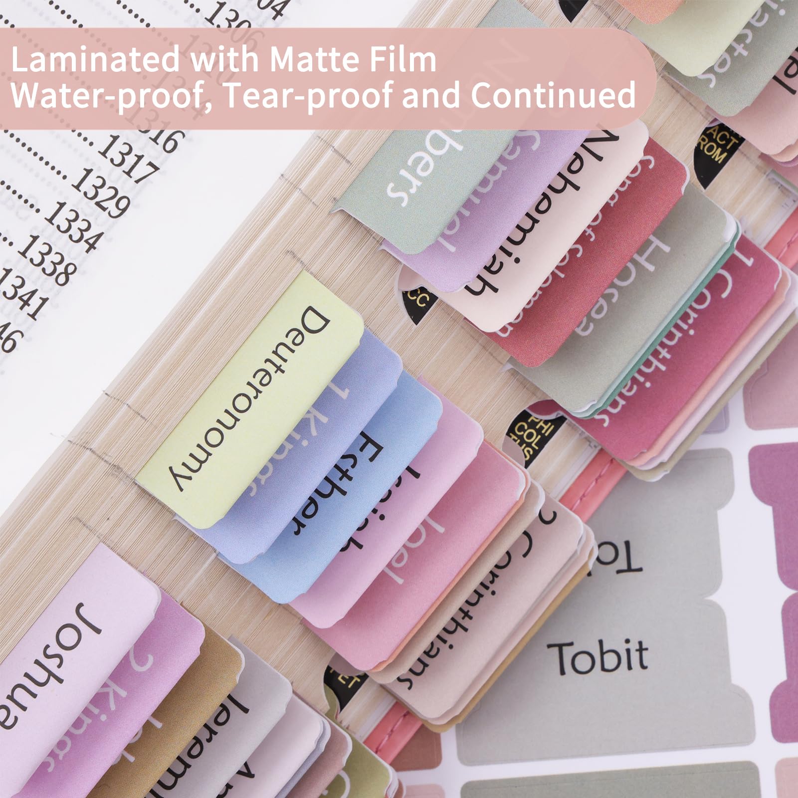 EOOUT Bible Tabs, 90 Tabs, Morandi Laminated Bible Tabs for Women and Men, Bible Book Tabs, Testament Bible Index Labels, Morandi Aesthetic Bible Journaling Study Supplies Accessories
