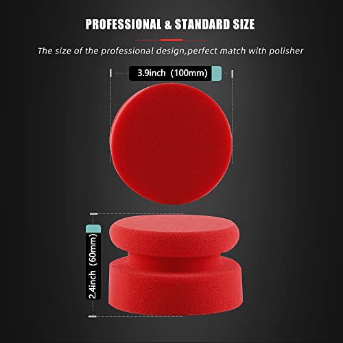 SPTA Tire Shine Applicator, 6Pcs Foam Applicator Pads, Round Shape Side Pressing Hand Polishing Sponge Pads Kit Tire Shine Applicator Pad Tire Dressing Applicator Pad for Applying Tire Shine
