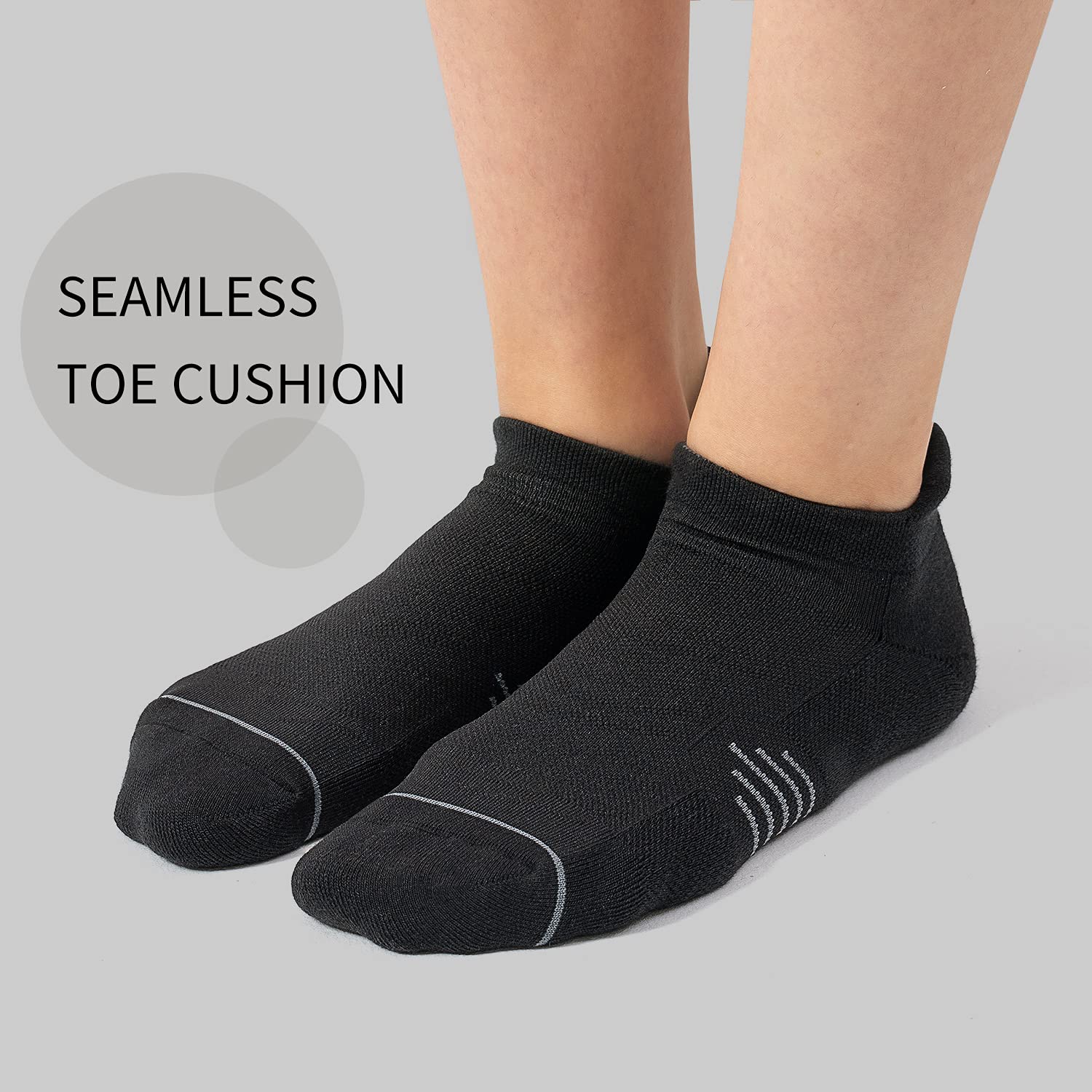 FITRELL 6 Pack Women's Ankle Running Socks, Low Cut Athletic Socks With Tab, White Mixed, Small