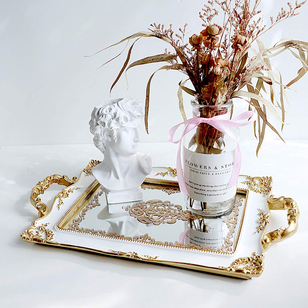 Echaprey Large Crystal Rectangle Mirrored Decorative Tray,Cosmetic Vanity Tray Organizer for Home Décor/Wedding/Jewelry/Occasion