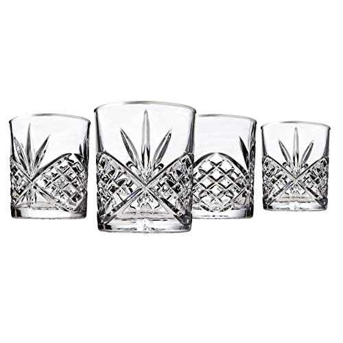 Godinger Old Fashioned Glasses, Beverage Glass Cups - Dublin, Platinum Rim, Set of 4