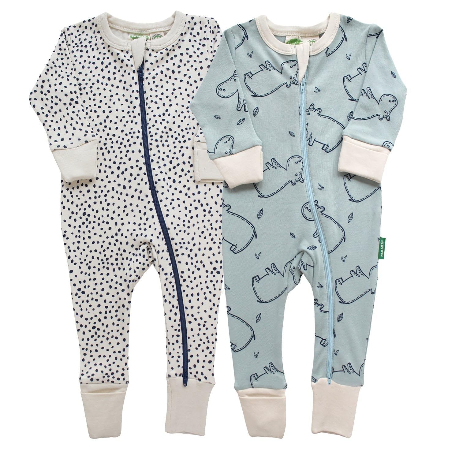 PARADE '2-Way' Zip Romper Bundle 2-Pack - Long Sleeve Tigers and Caramel Pebble 2T