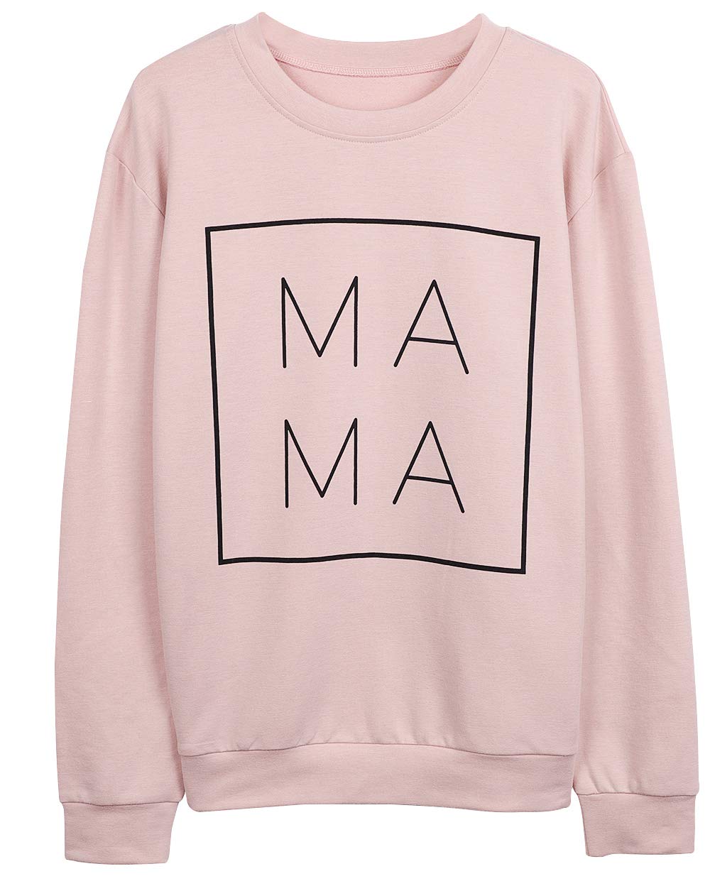 EGELEXY Mama Sweatshirt Women Funny Letter Print Mom Life Blouse Tops Casual Long Sleeve Pullover Tees Pink