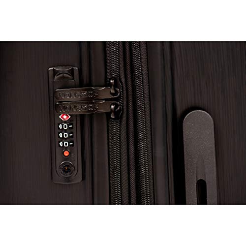 NONSTOP NEW YORK Luggage Expandable Spinner Wheels hard side shell Travel Suitcase Set 3 Piece (Black, 3-Piece Set (20/24/28) W/Power Bank)