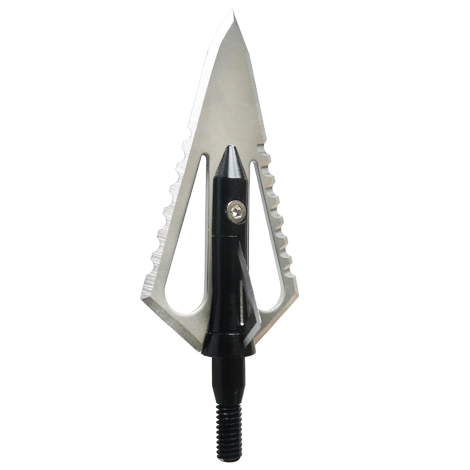 e5e10 100 Grain Stinger Hunting Broadheads, 12pcs 4 Blade 2 Sawtooth Blade Screw-in Arrow Heads Arrow Tips Compatible with Traditional Bows and Compound Bow