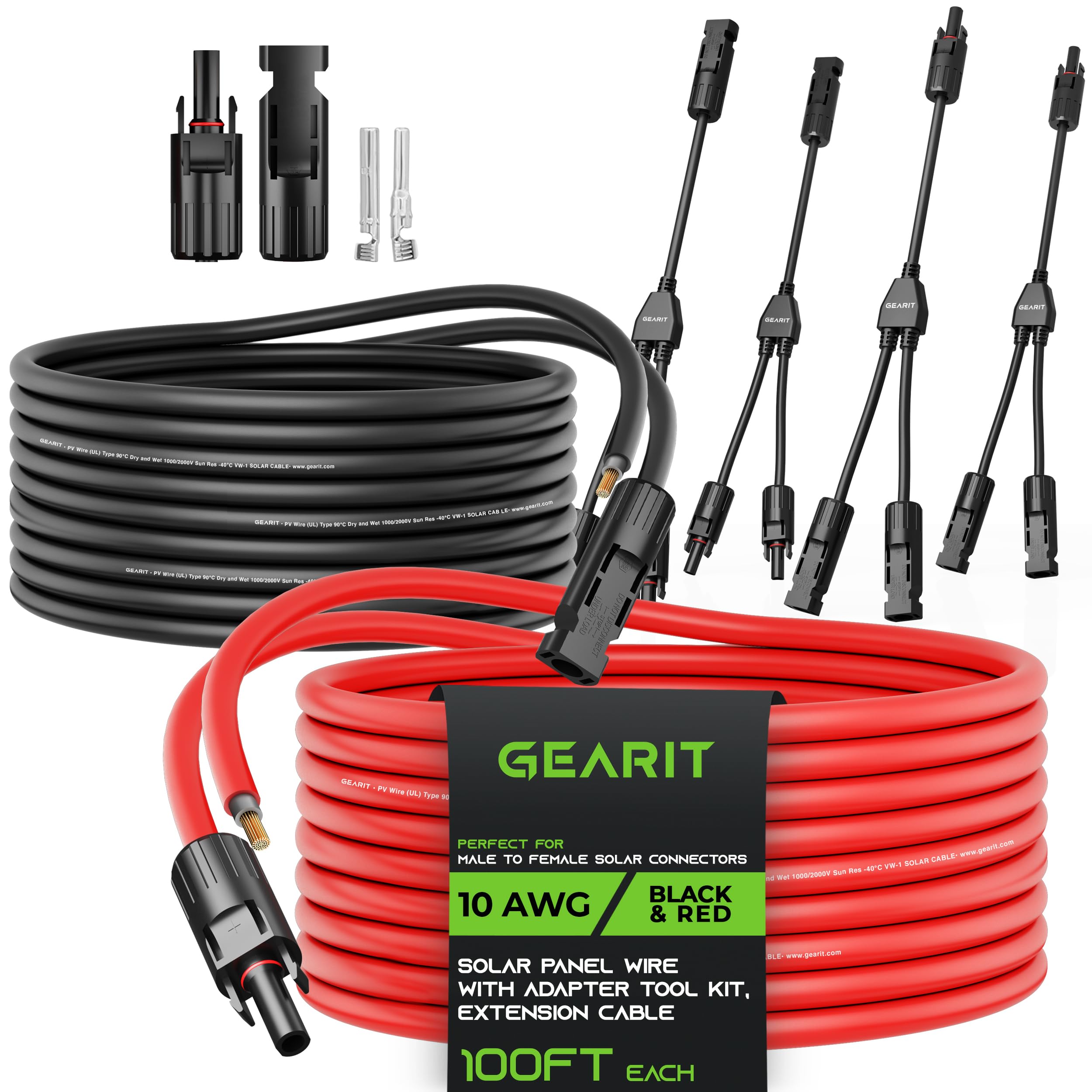 GearIT 10AWG Solar Extension & Y Multi Branch Adapter