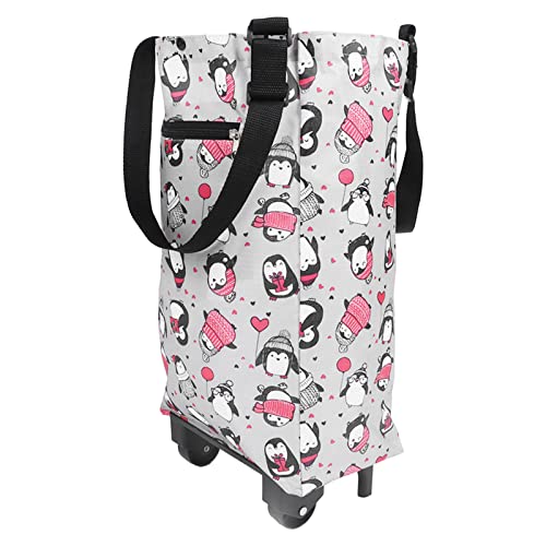 Household Grocery Carts, Practical Washable Grocery Foldable Trolley Large Storage Space Foldable for Camping