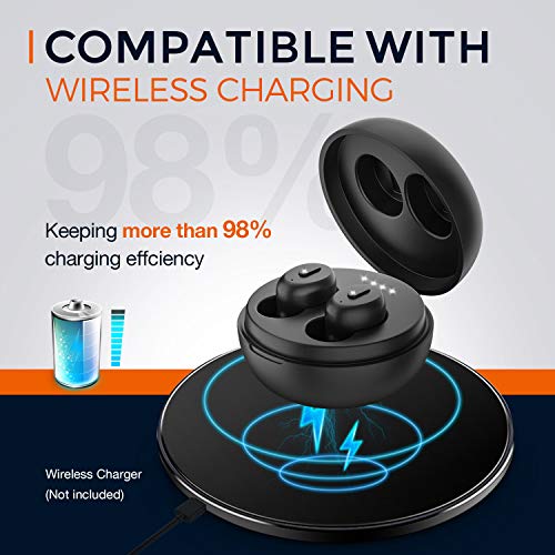 True Wireless Earbuds, BEBEN 5H Continuous 25H Cyclic Playtime IP68 Waterproof 5.0 Wireless Bluetooth Earbuds with Wireless Charging Case, Binaural Stereo Earbuds with Mic and Volume Control