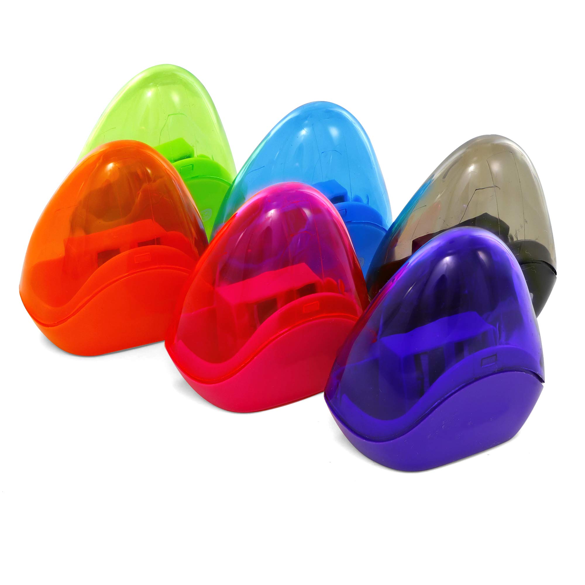 Emraw 6 Colors Dual Hole Manual Pencil Sharpener with Triangle Receptacle for School Home Office Using Standard and Jumbo Pencils Two Hole Pencil Sharpener (Pack Of 3)