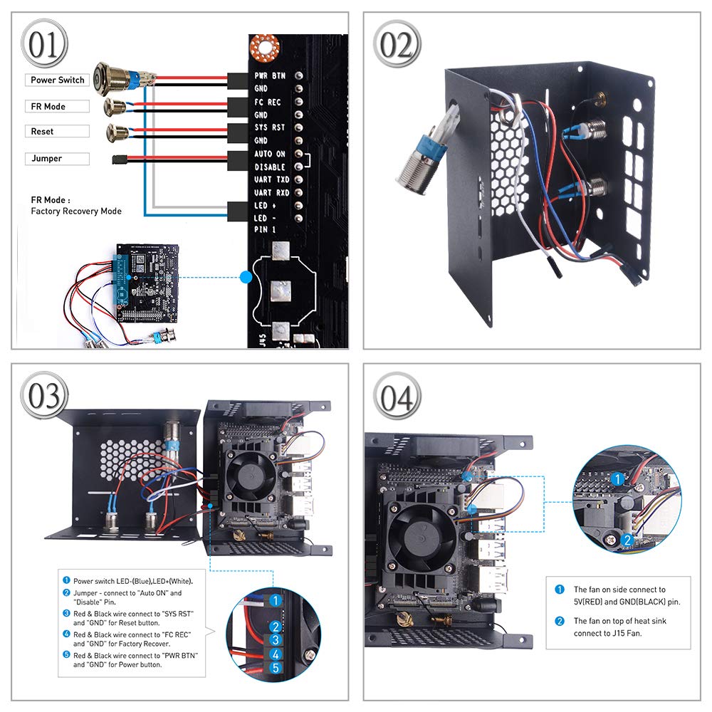 GeeekPi NVIDIA Jetson Nano B01 Metal Case with 4020 PWM Cooling Fan and 4010 Fan, Power & Reset Control Switch, Camera Holder for NVIDIA Jetson Nano Developer Kit (Support Jetson Nano B01 and A02)