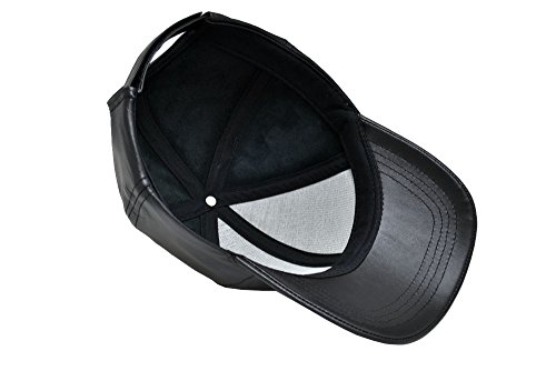 Emstate Cowhide Leather Unisex Adjustable Baseball Cap Made in USA (Black)