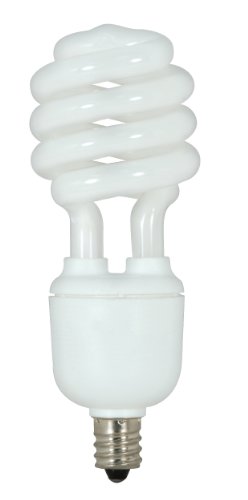 Satco S7366 13-Watt Candelabra Base T2 Mini Spiral, 5000K, 120V, Equivalent to 60-Watt Incandescent Lamp for Enclosed Fixtures