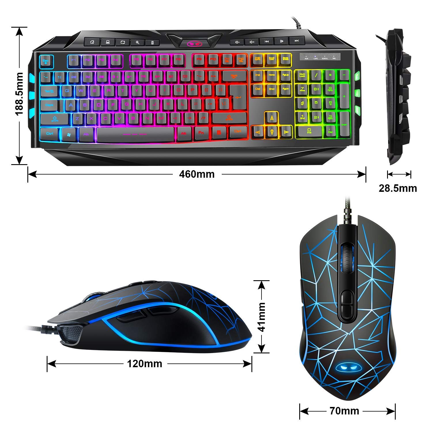 Gaming Keyboard and Mouse Combo,MageGee GK710 Wired Backlight Keyboard and Gaming Mouse Combo,PC Keyboard and Adjustable DPI Mouse for PC/Laptop/MAC … (Renewed)
