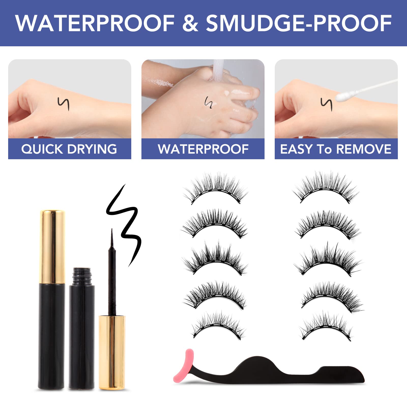 Magnetic Eyelashes Magnetic lashes Eyelashes magnetic lashes natural Magnetic Eyelashes with Eyeliner False Eyelashes Natural Look-No Glue Needed (5-Pairs)