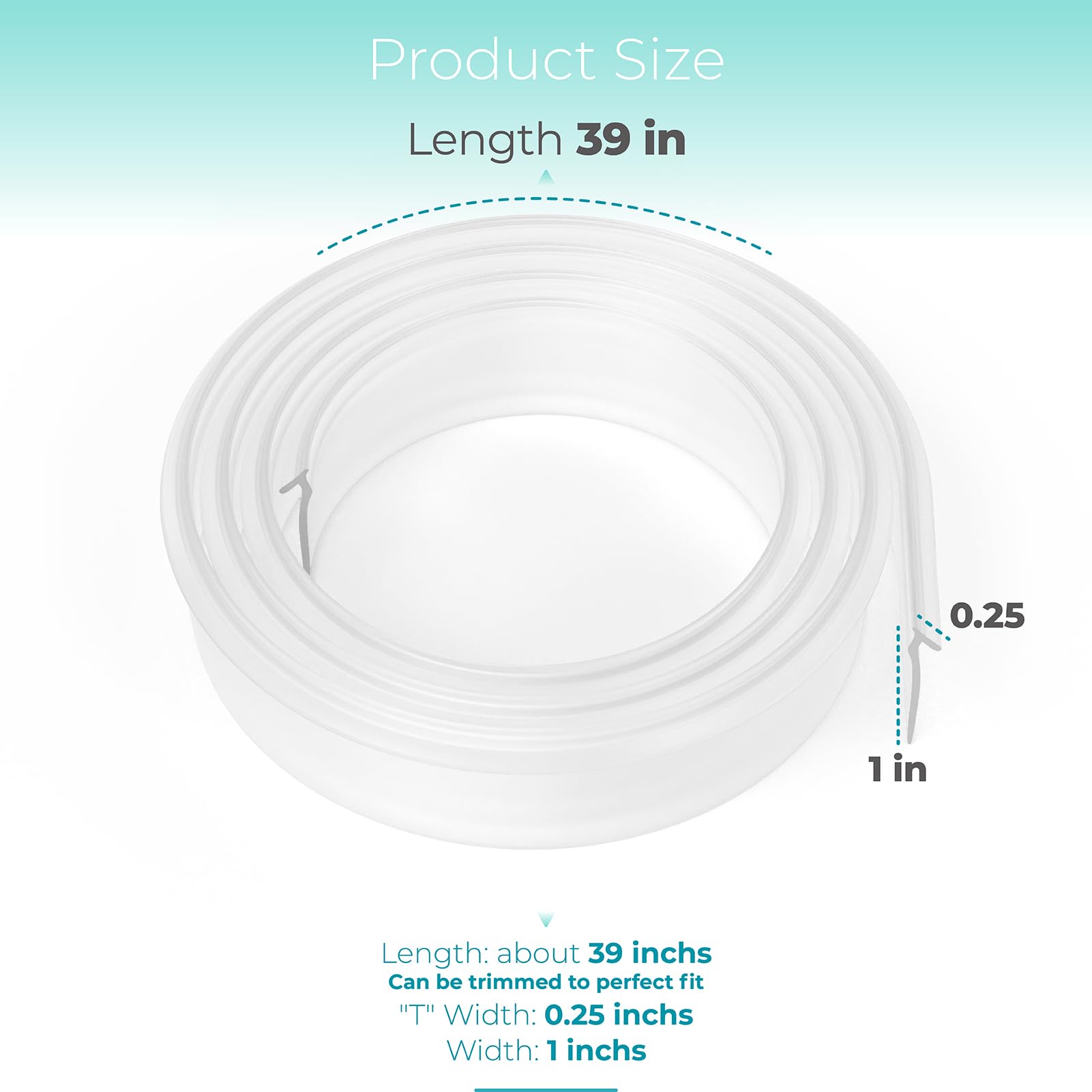 Framed Shower Door Bottom Seal, 1/4" Shower Door Sweep for Framed & Swing Shower Doors, 36" Long Angled T Drip Clear Vinyl Shower Door Seal Strip, Shower Door Replacement Parts