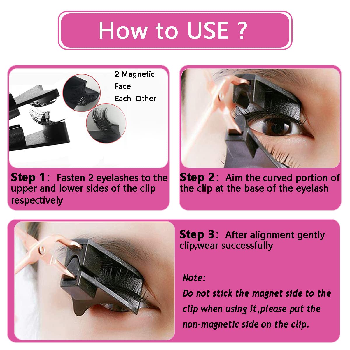 Magnetic Eyelashes, Magnetic False Eyelashes kit without Eyeliner or Glue, Light weight & Easy to Wear, 2 Pairs 3D Reusable False Eyelashes with Applicator