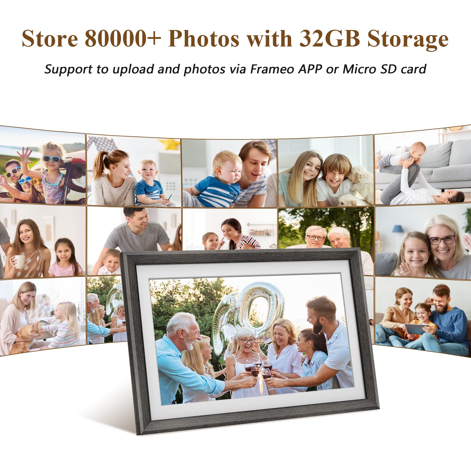 FRAMEO 15.6 Inch 32GB WiFi Digital Photo Frame 1920 * 1080 IPS FHD Touch Screen Smart Digital Picture Frame, Wall Mountable, Auto-Rotate, Share Moments Instantly via Frameo App from Anywhere