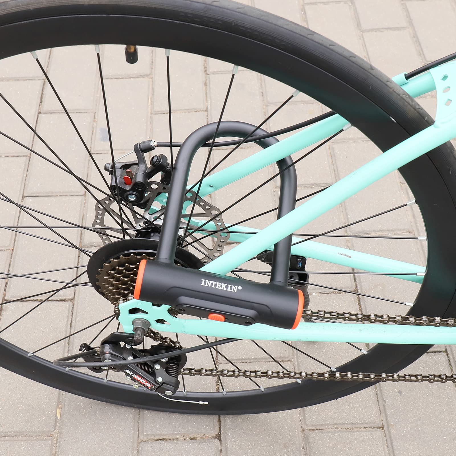 FIROS Anti-Theft Bike U Lock, Heavy Duty, 16mm, Black, 5ft Steel Cable, Mounting Bracket, 9.45x6.69in
