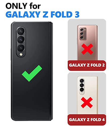 Vihibii for Samsung Galaxy Z Fold 3 5G Case with Hinge Protection, Built-in Card Holder & Kickstand & Slide Camera Cover & Screen Protector, Multifunction Case for Samsung Galaxy Z Fold 3 2021 (Black)