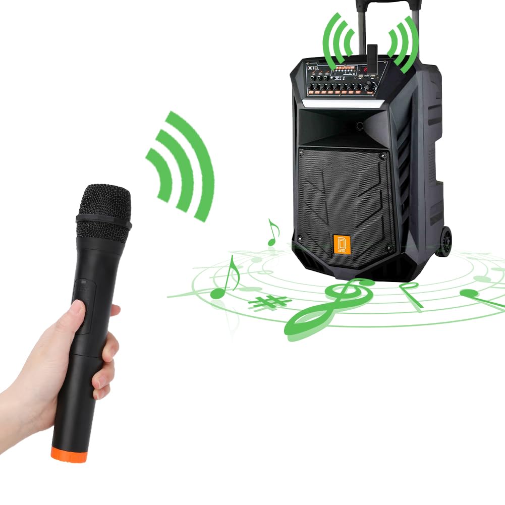 Joyzan VHF Wireless Microphone, Universal Handheld Karaoke Mic Speaker Cordless Singing Machine Audio Amplifier System Mixer Fitment UHF Reception USB Receiver Speech Wedding Church Home DJ Meeting