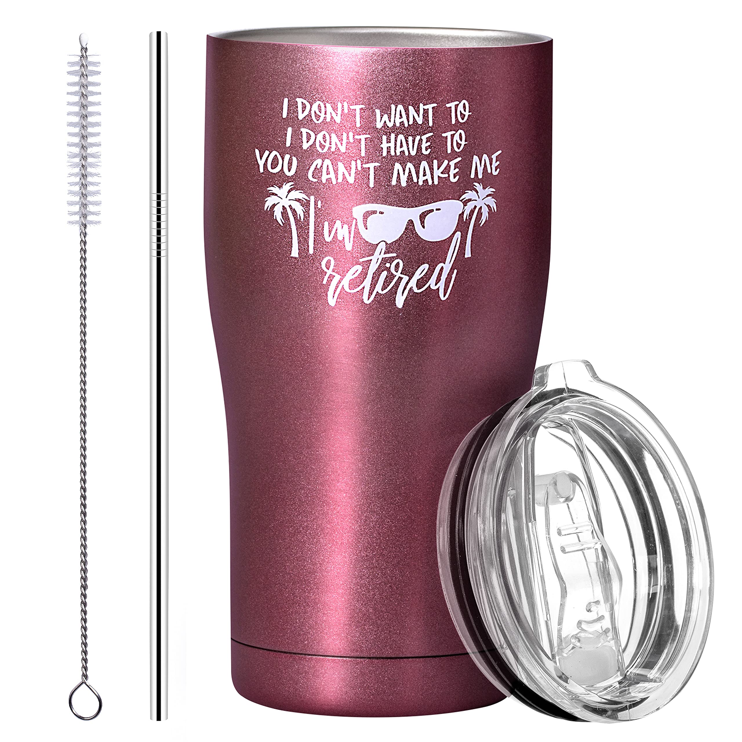 Funny Retirement Gifts for Women 2023 - Retirement Tumbler Cup 20oz - Retired Gifts for Women - Best Retirement Gifts for Women, Coworker - Happy Retirement Gifts - Female Retirement Gifts (Rose Gold)
