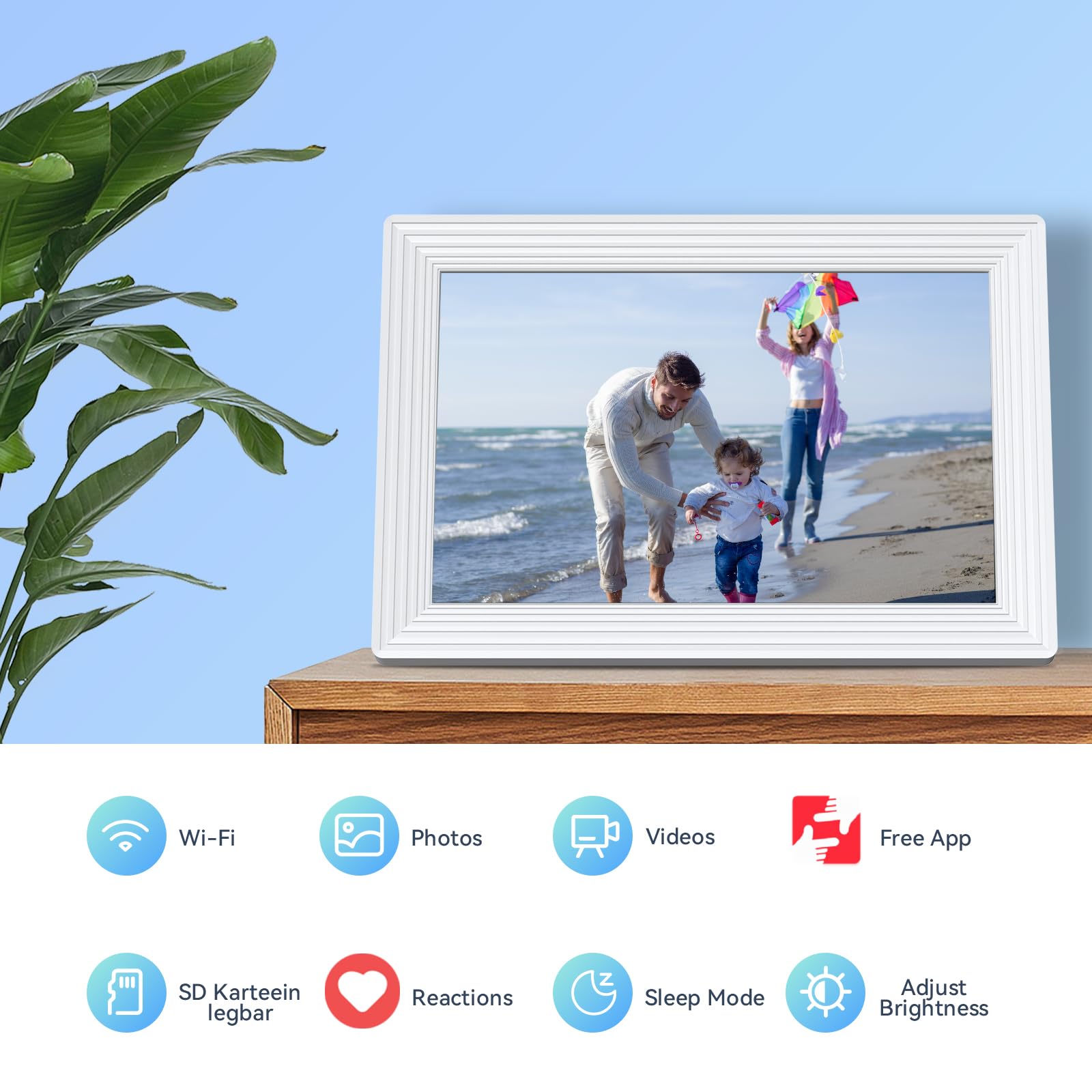 Frameo WiFi Digital Picture Frame, 10.1 Inch Smart Digital Photo Frame with 16GB Storage 1280x800 IPS HD Touch Screen, Auto-Rotate, Easy Setup to Share Photos or Videos Remotely via App from Anywhere