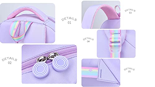 Rxudurp Pink Kids Unicorn Backpack For Girl,Cartoon Large Capacity Elementary Bookbag Lightweight Causal Travel Bag With Lunchbag
