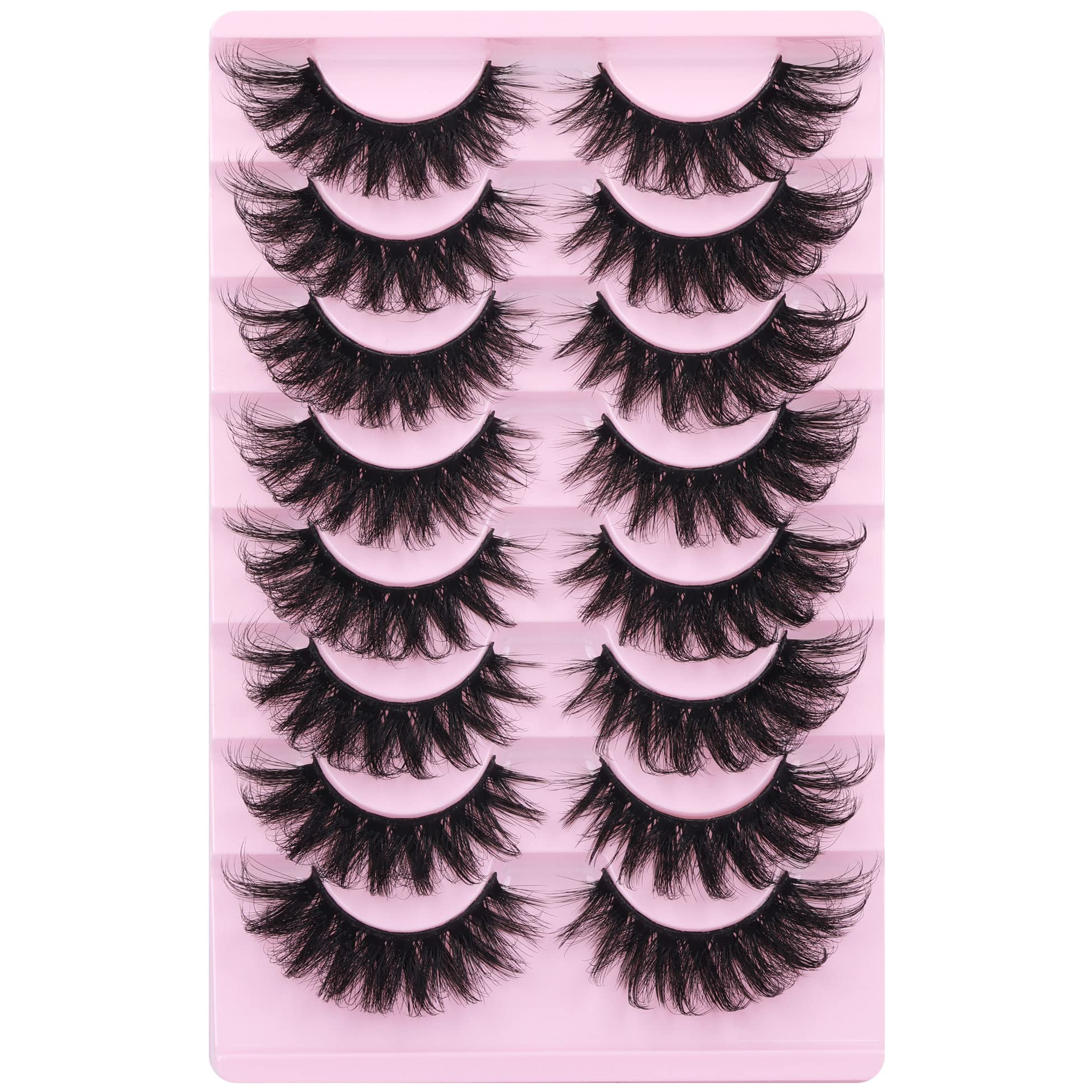 Fluffy Lashes Cat Eye D Curl Dramatic Faux Mink Lash Wispy 20MM Long Volume False Eyelashes That Look Like Extension 8 Pairs by Mavphnee