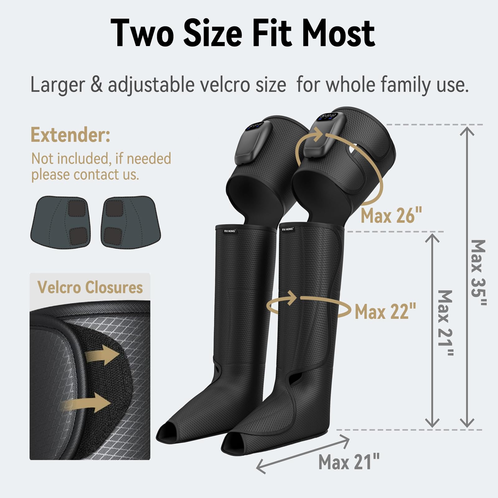 FIT KING Cordless Compression Boots Full Leg Compression Massager, Rechargeable Portable Foot and Calf Massager for Circulation, Pain Relief & Fast Recovery, No External Long Hoses | Xmas Gift