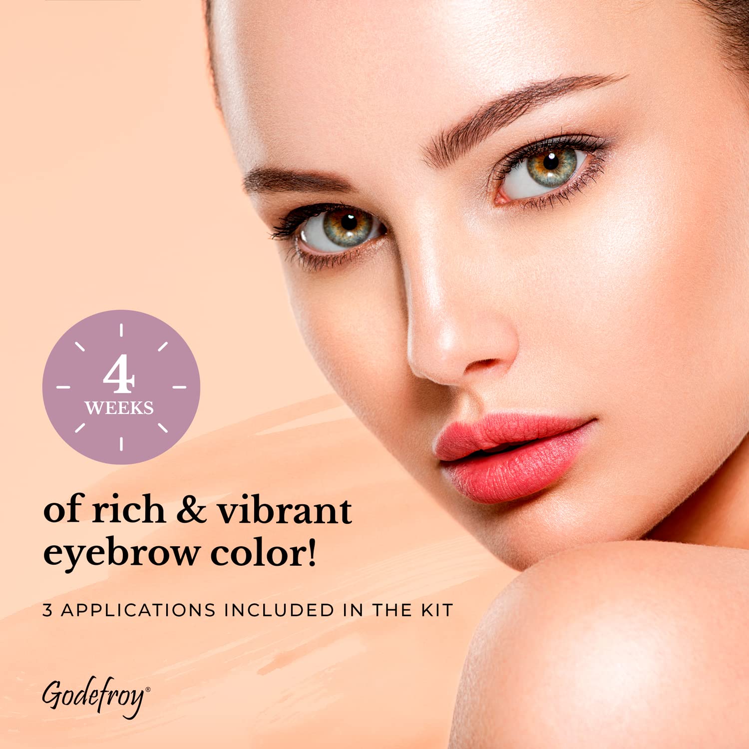 Godefroy Instant Eyebrow Color, Dark Brown, .18 ounces, 12-weeks of long lasting brow color, 3-applications per kit