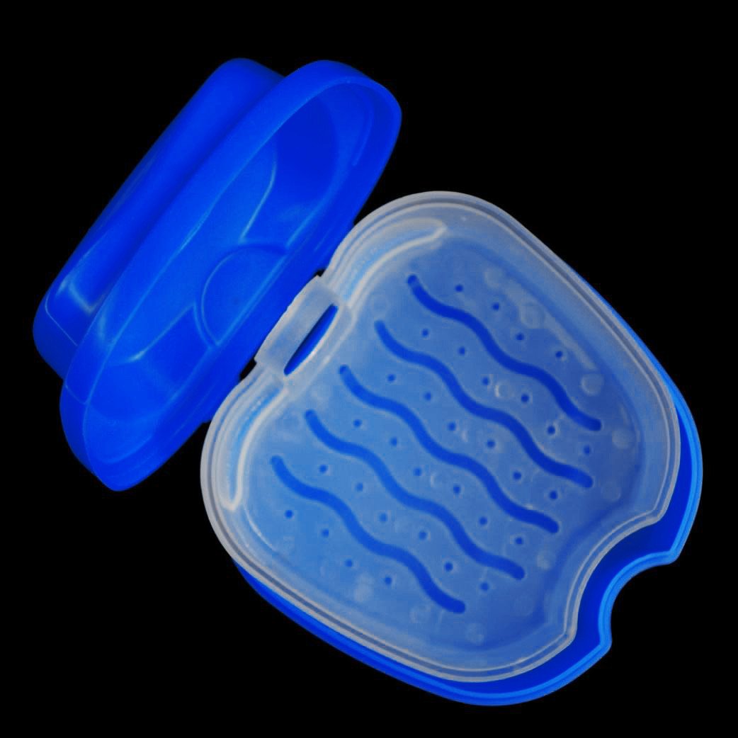 leucogenys Teeth Denture Case Bath Net False Container Box with Storage Box Hanging Other Small Craft Table (Dark Blue, One Size)