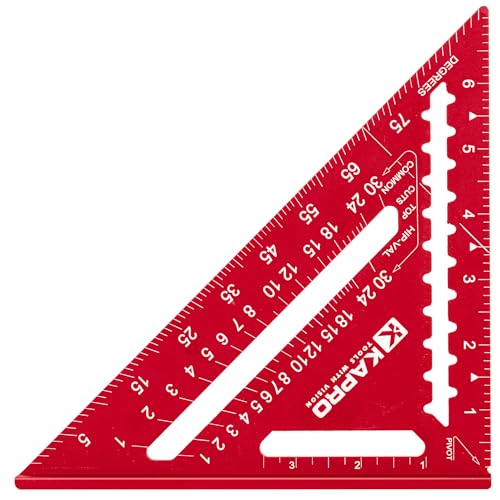 Kapro - 446 High Definition Anodized Rafter Square - Resists Wear and Corrosion - Features Conversion Table and Protractor - Lightweight & Compact Profile - 7 Inch