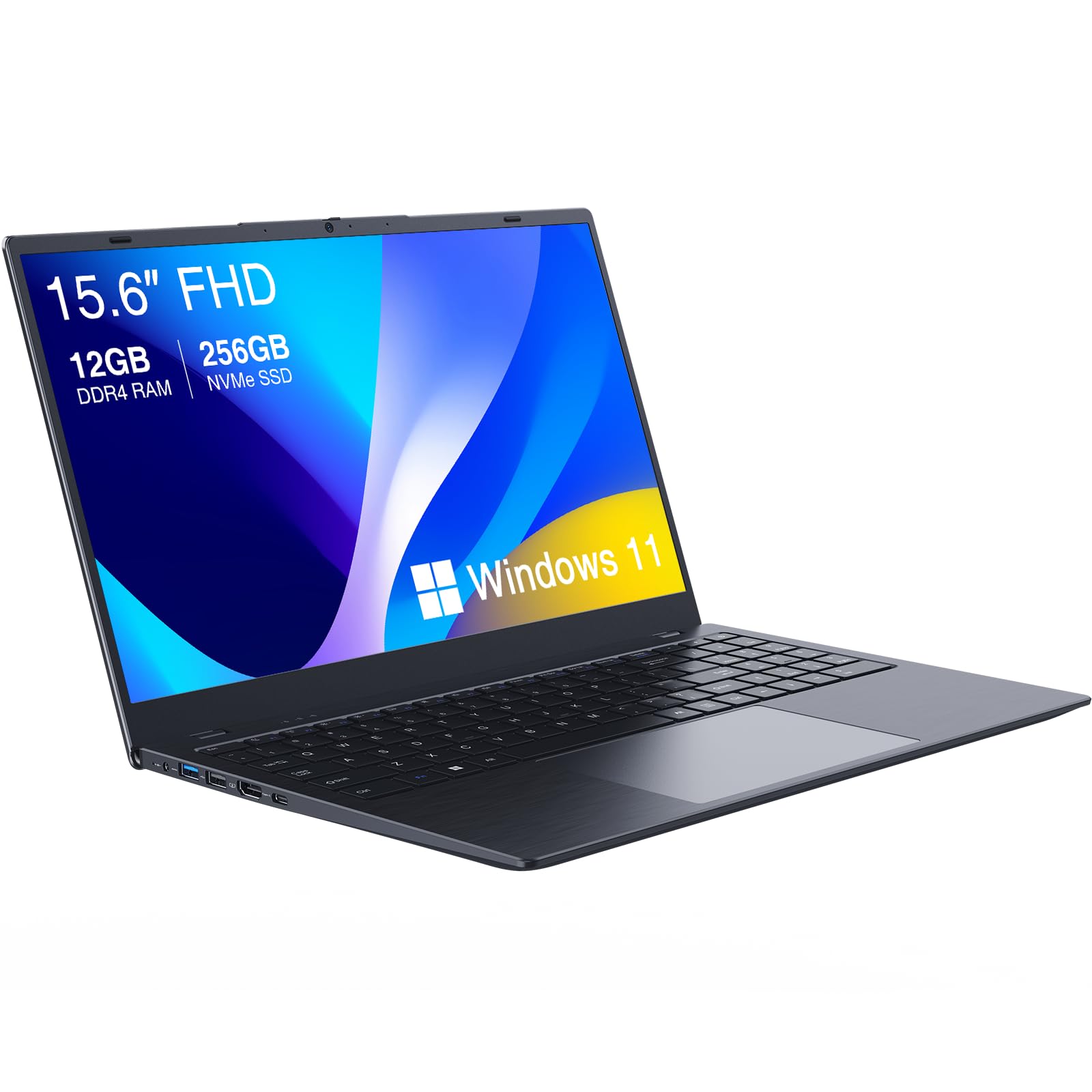 ECOHERO New Laptop, 15.6" 1920x1080 FHD IPS Display, 12GB DDR4 RAM/256GB NVMe SSD, N5095 Quad Co-re, Win-11 laptops Computers, Dual Band WiFi, Bluetooth, Support Type c PD3.0 Fast Charging